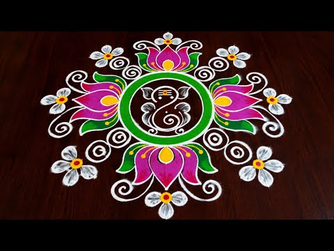 Vinayaka chavithi muggulu 🌹 ganesh chaturthi muggulu 🌹 pandaga muggulu 🌹 festival rangoli design 