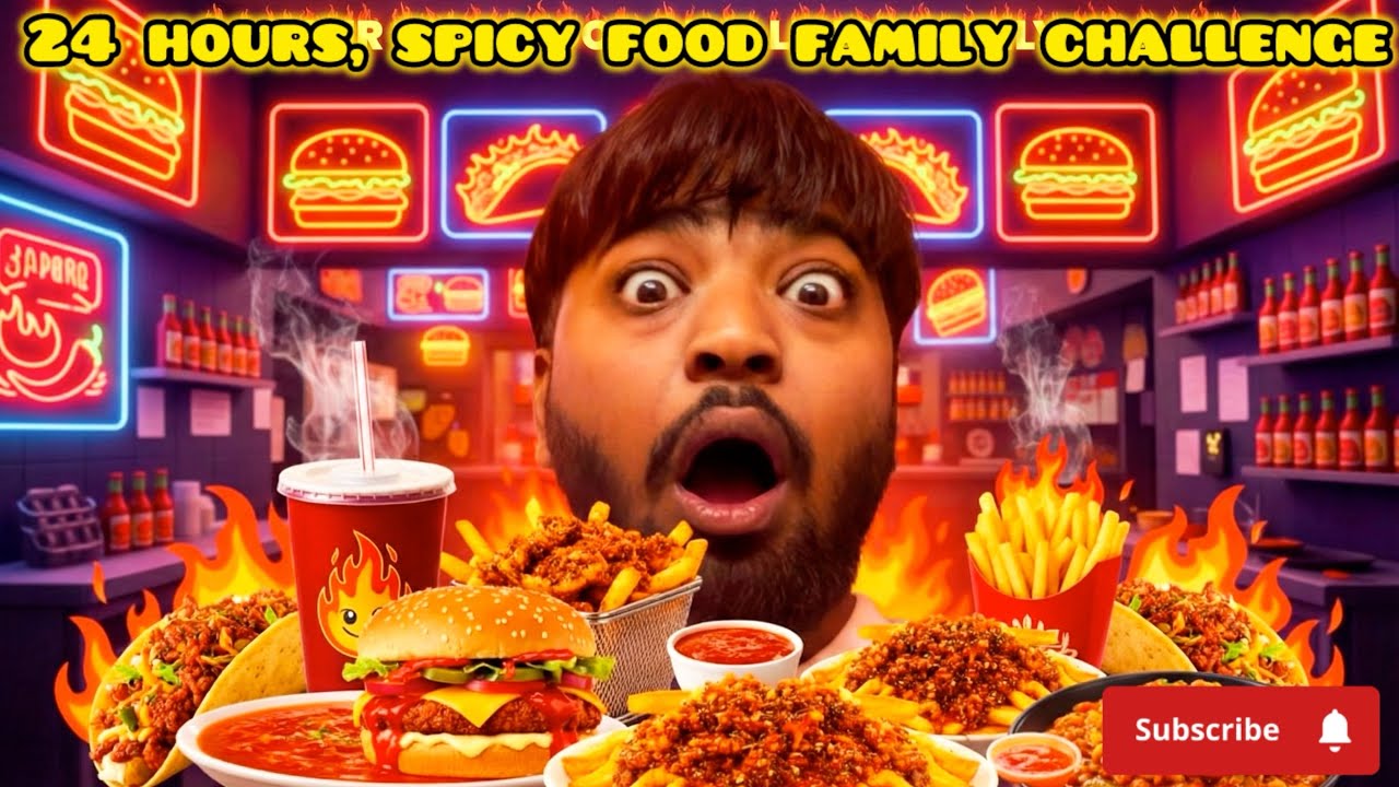 24 HOURS FOOD CHALLENGE STREET FOOD🌶️Spicy Food Challenge Full Video||Spicy Food Challenge 24 ...