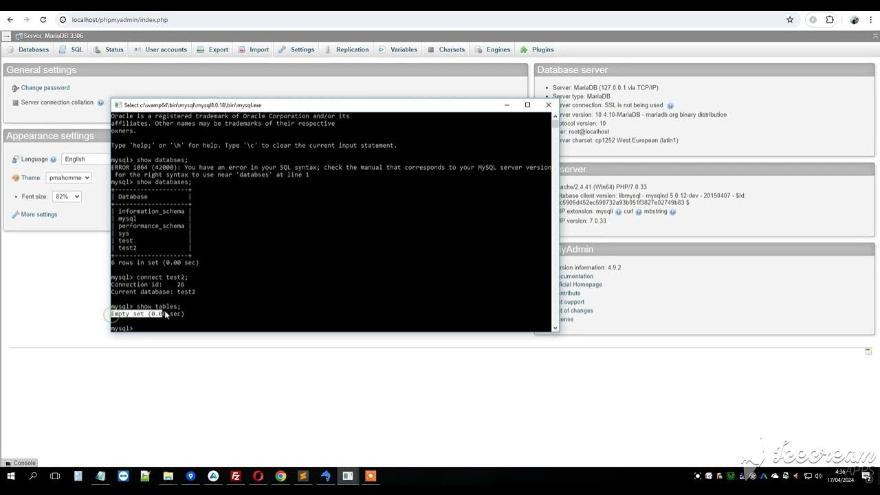 How to Run Simple Query in MySQL Console on WAMP Server create database, table, CURD operation ...