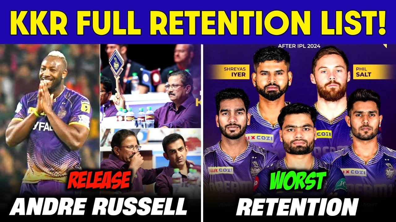 🔴LIVE : KKR Full Retention List in IPL 2025💥| Andre Russell Released by ...
