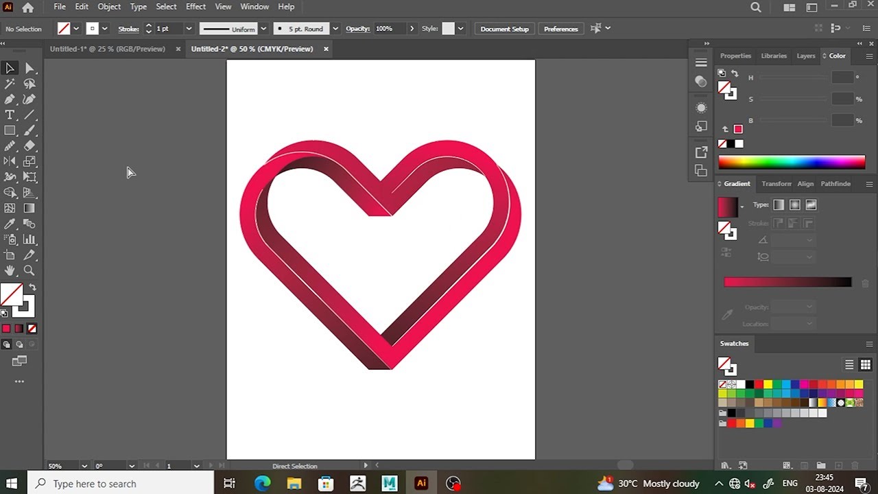 How to Create a Heart Shape Design in Adobe Illustrator - YouTube