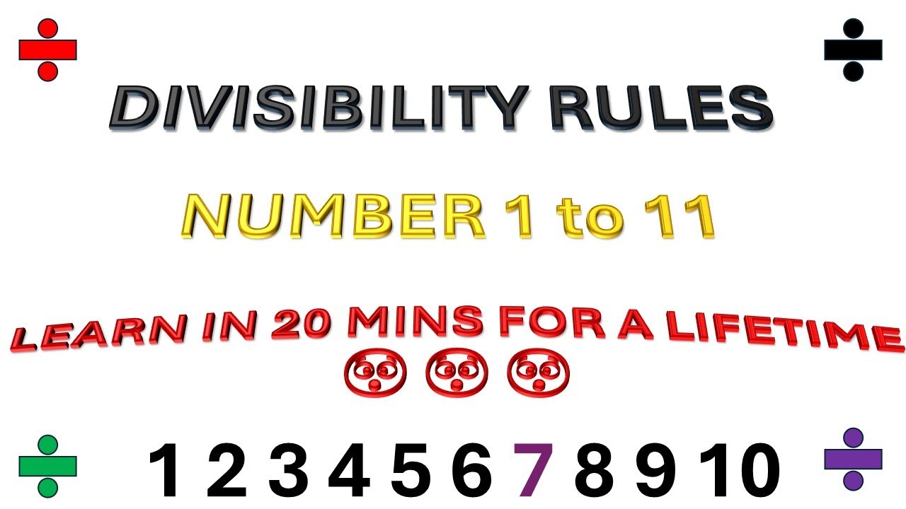 Divisibility Rule in 20 minutes | Divisibility Rule from 2 to 11 with ...
