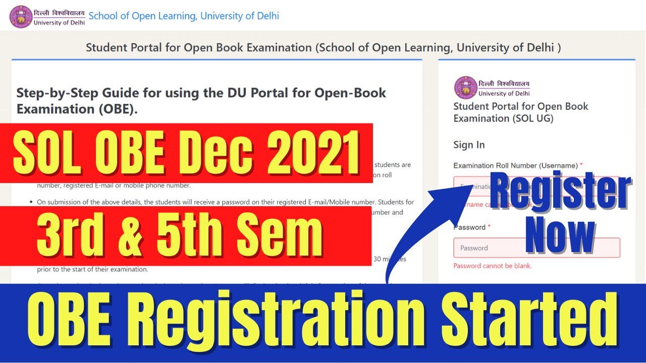 How to Register on SOL OBE Portal? | OBE Registration Started | 3rd ...