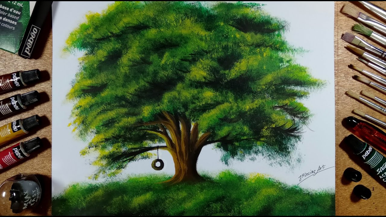 Painting a Realistic Tree 🌱 with Acrylic Paint | JamesArt - YouTube