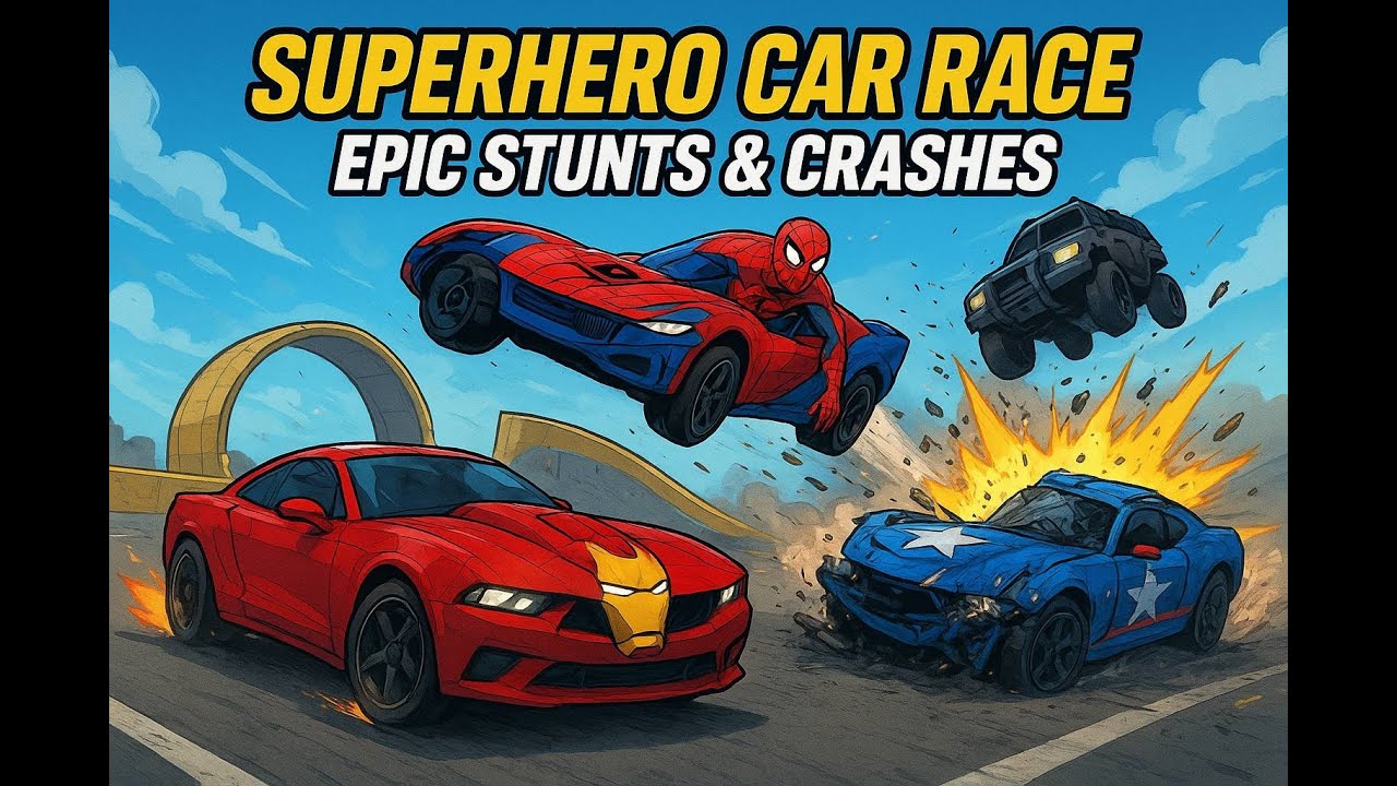 Superhero Car Race Epic Stunts & Crashes You Won't Believe! - YouTube