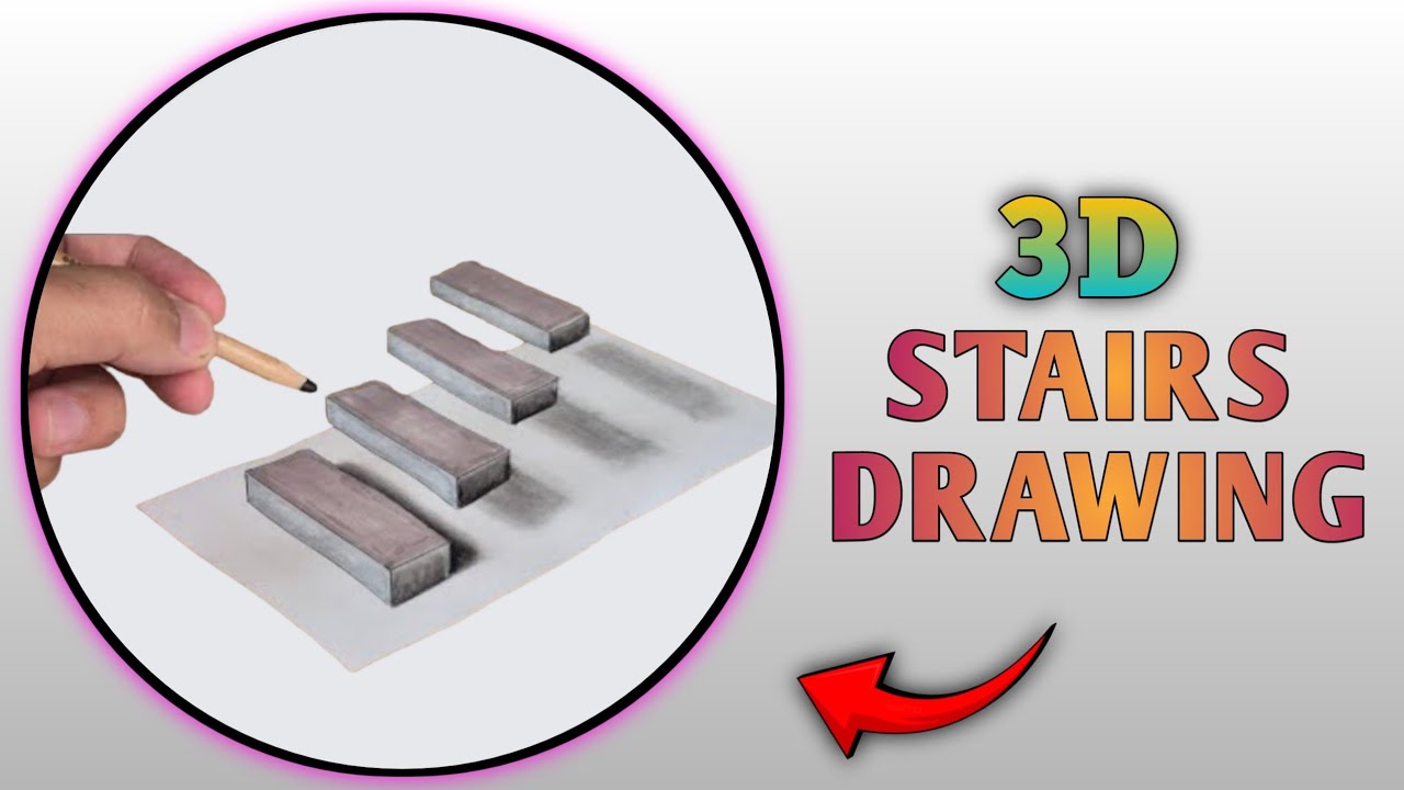 How To 3D Draw Stairs On Paper || Stairs - YouTube