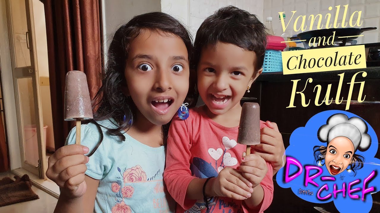 Kids make simple Kulfi (Vanilla and Chocolate flavoured Kulfies) - YouTube
