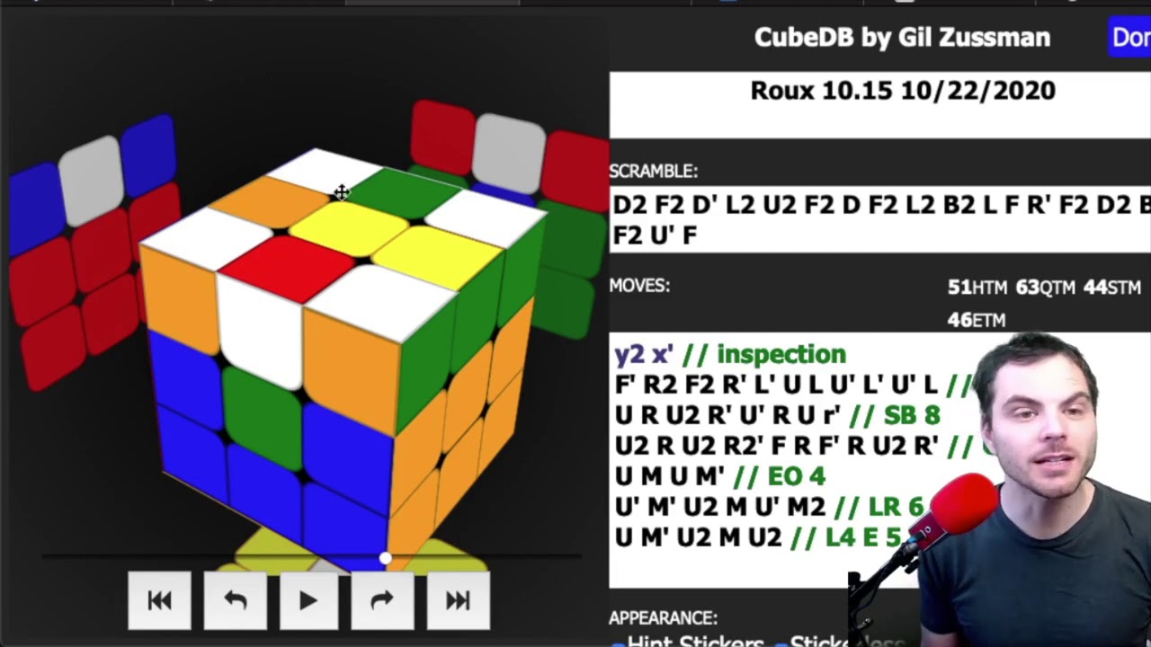 Walk through 10 second Roux solve on CubeDB - YouTube