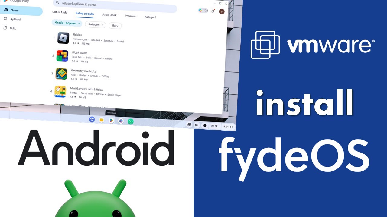 Run fydeos (computer android) on VMware - YouTube