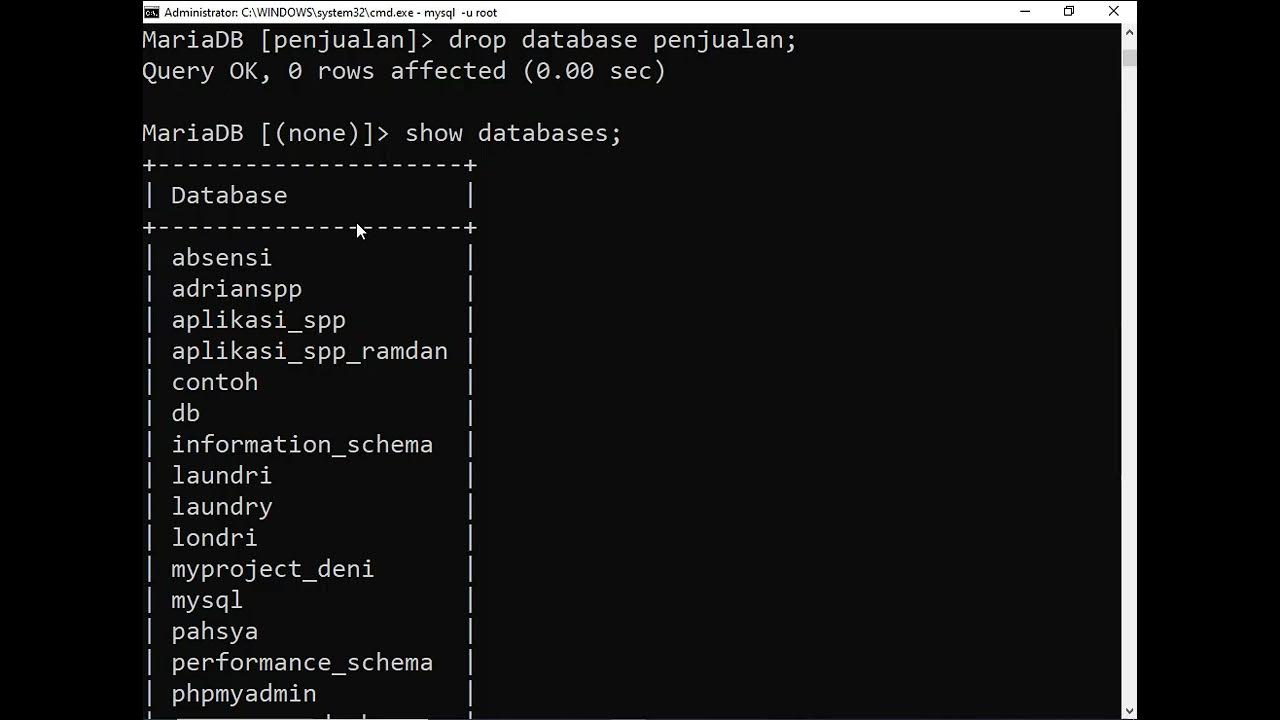 Membuat, Menampilkan, Menggunakan, Menghapus DATABASE - YouTube