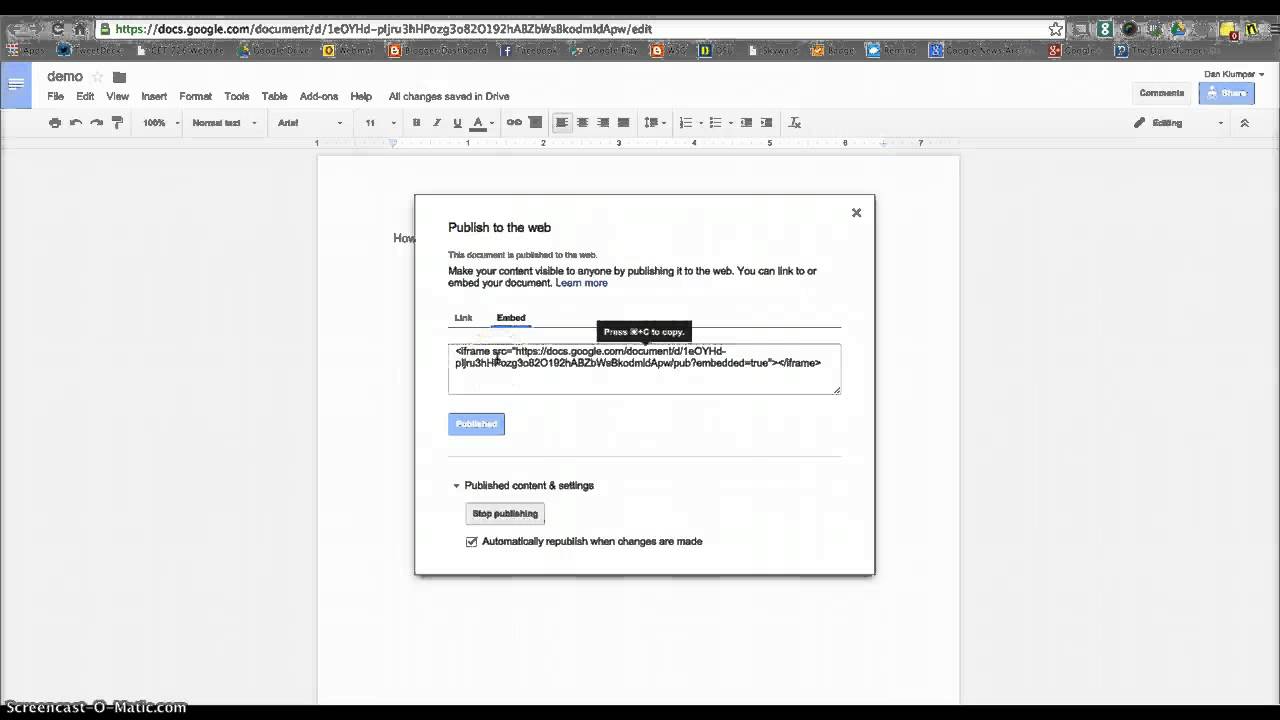 Publishing document to the web in Google Drive - YouTube
