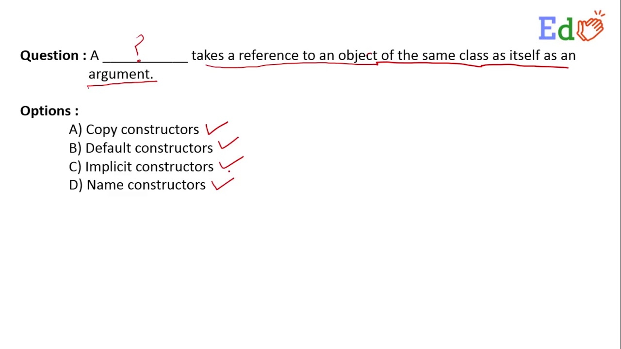 A _________ takes a reference to an object of the same class as itself ...