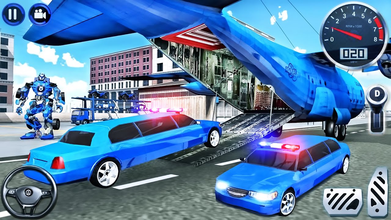 US Police Limo Car Driving Simulator - Transform Robot Transporter ...
