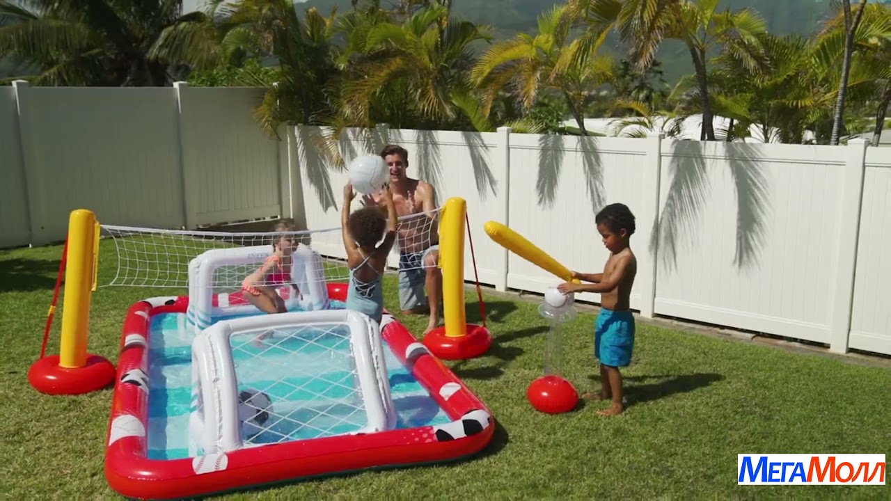 Надувной игровой центр Intex 57147 Футбол Волейбол - YouTube