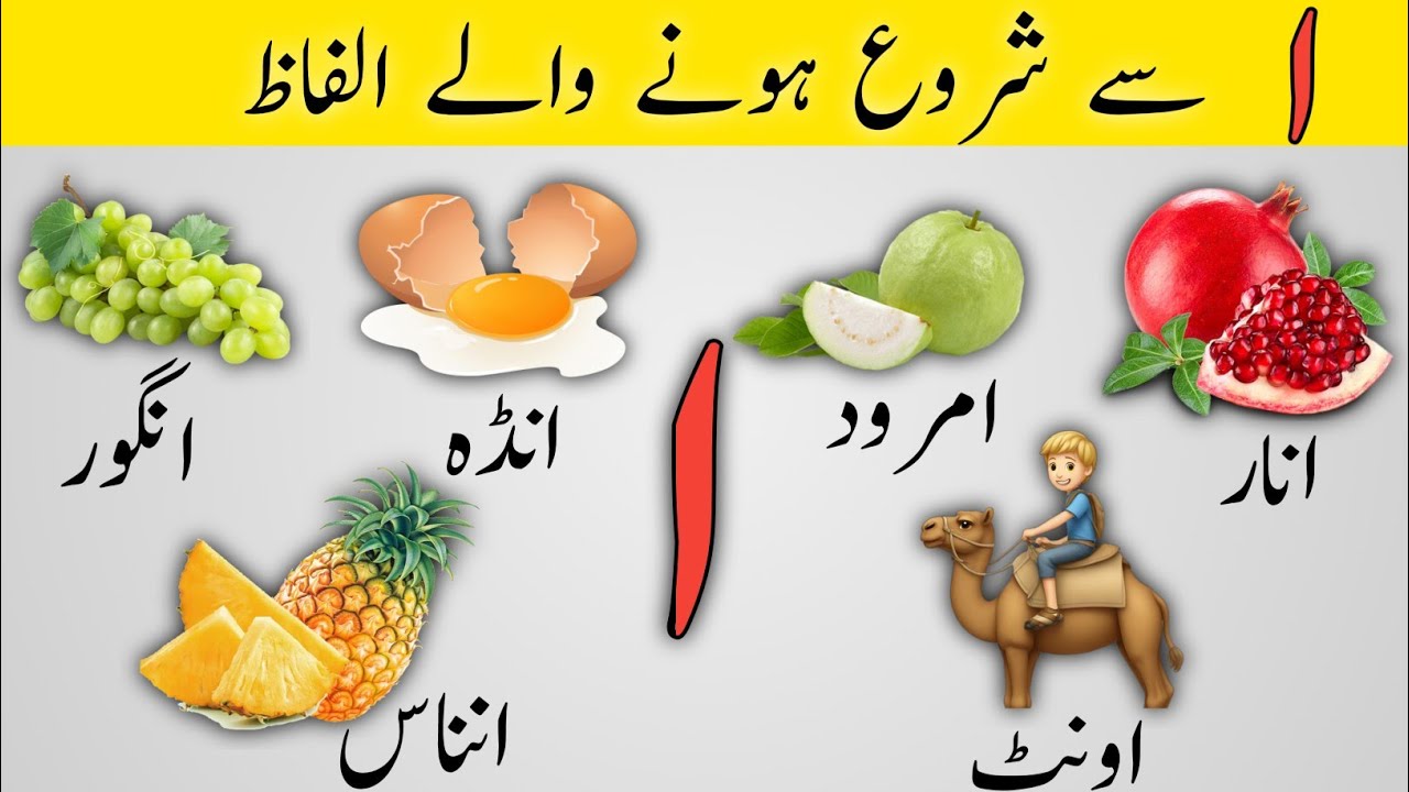 Alif se Alfaz | Alif se anar | alif bay pay | الف سے شورع ہونے والے ...