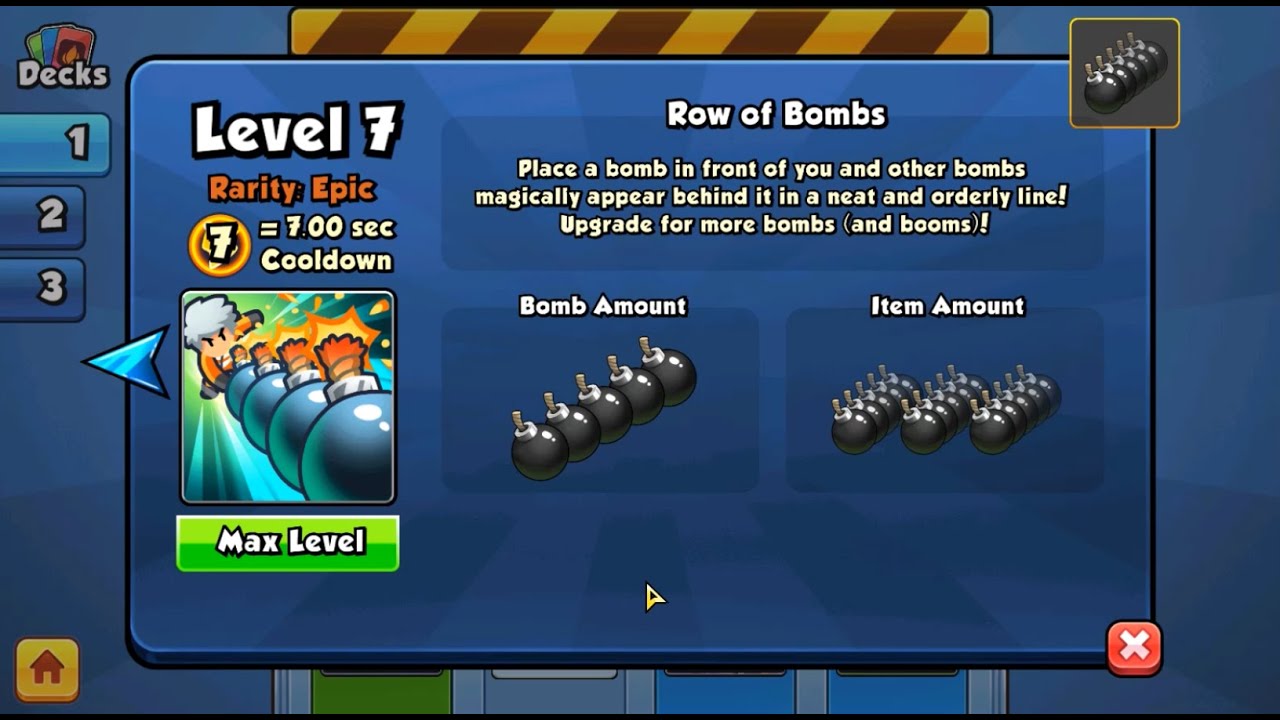 Upgrading Row Of Bombs to Max Level - YouTube