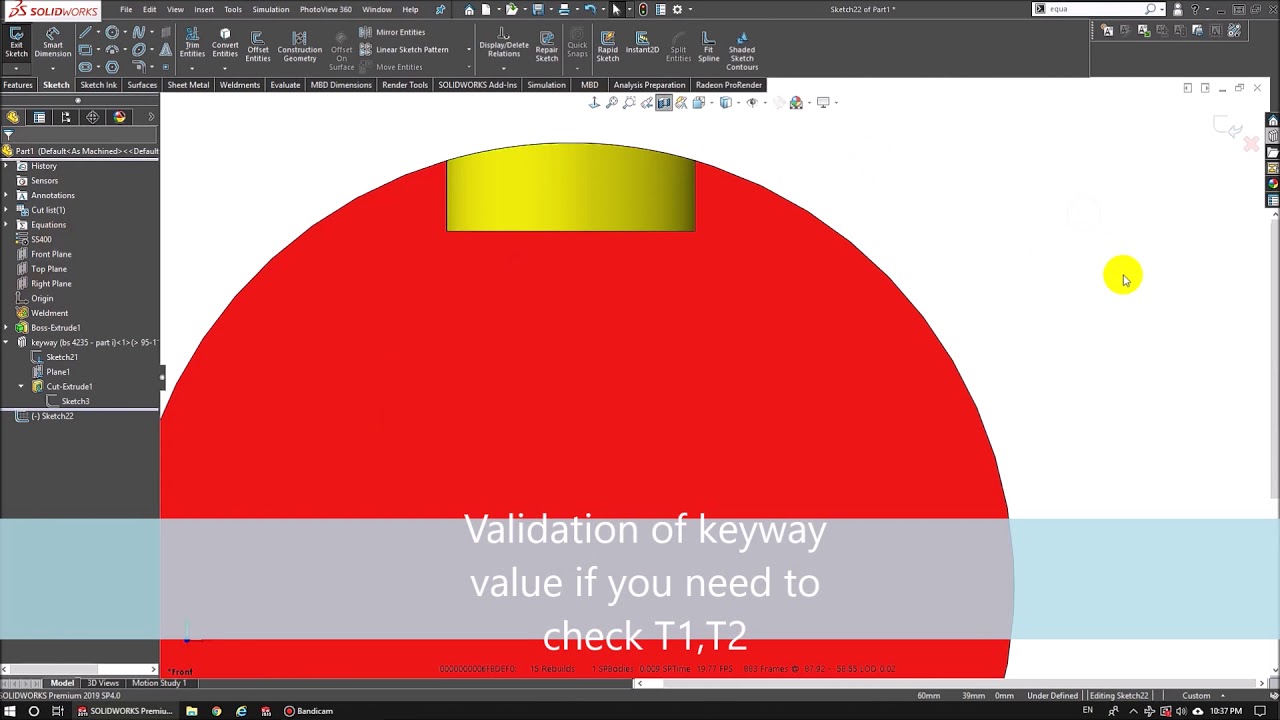 How to make correct size keyway on shaft by SolidWorks. - YouTube