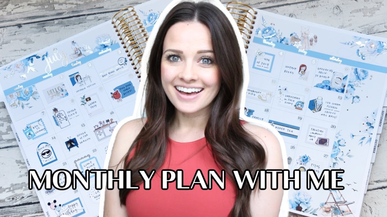 July Monthly Plan With Me // Using Stickers ll Memory Planning - YouTube