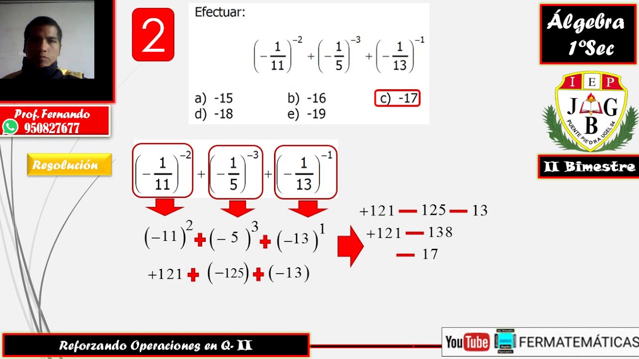REFORZANDO OPERACIONES EN Q II 1ºSEC CLASE 03 DE JUNIO - YouTube