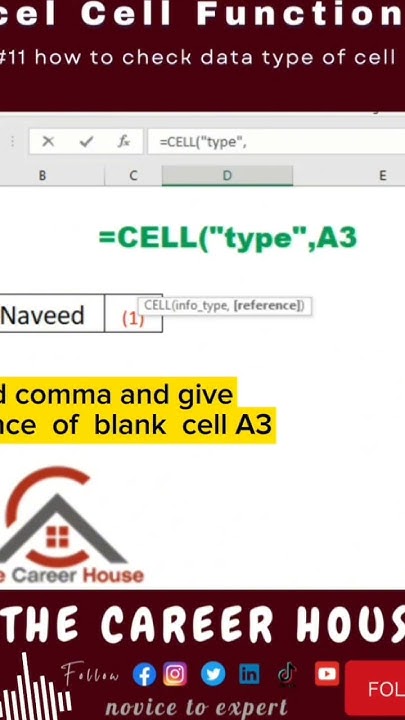 Excel Cell Function | #11 how to check data type - YouTube
