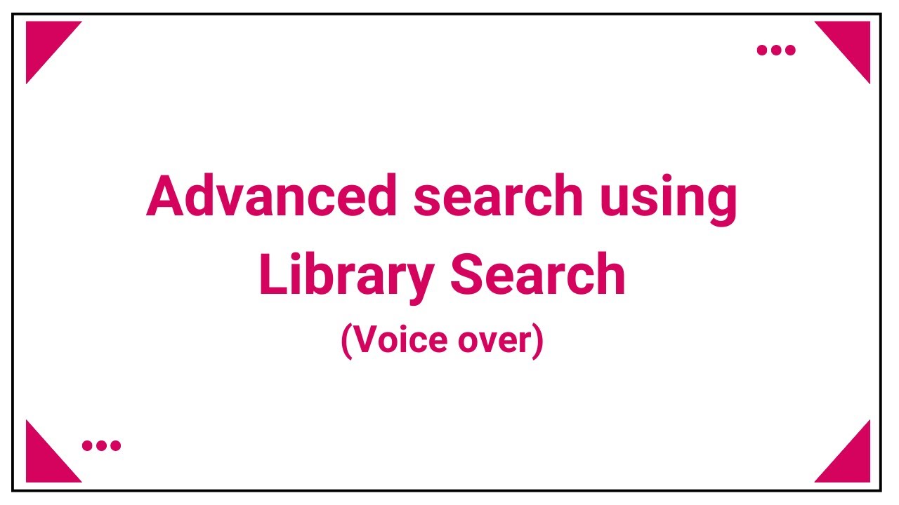 Advanced search using Library Search (with voice over) - YouTube