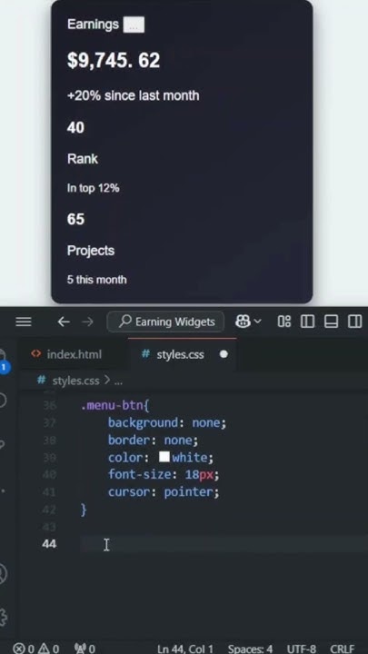 Create A Stylish Earnings Widget In Html And Css Shorts Htmlcss Widgets Youtube