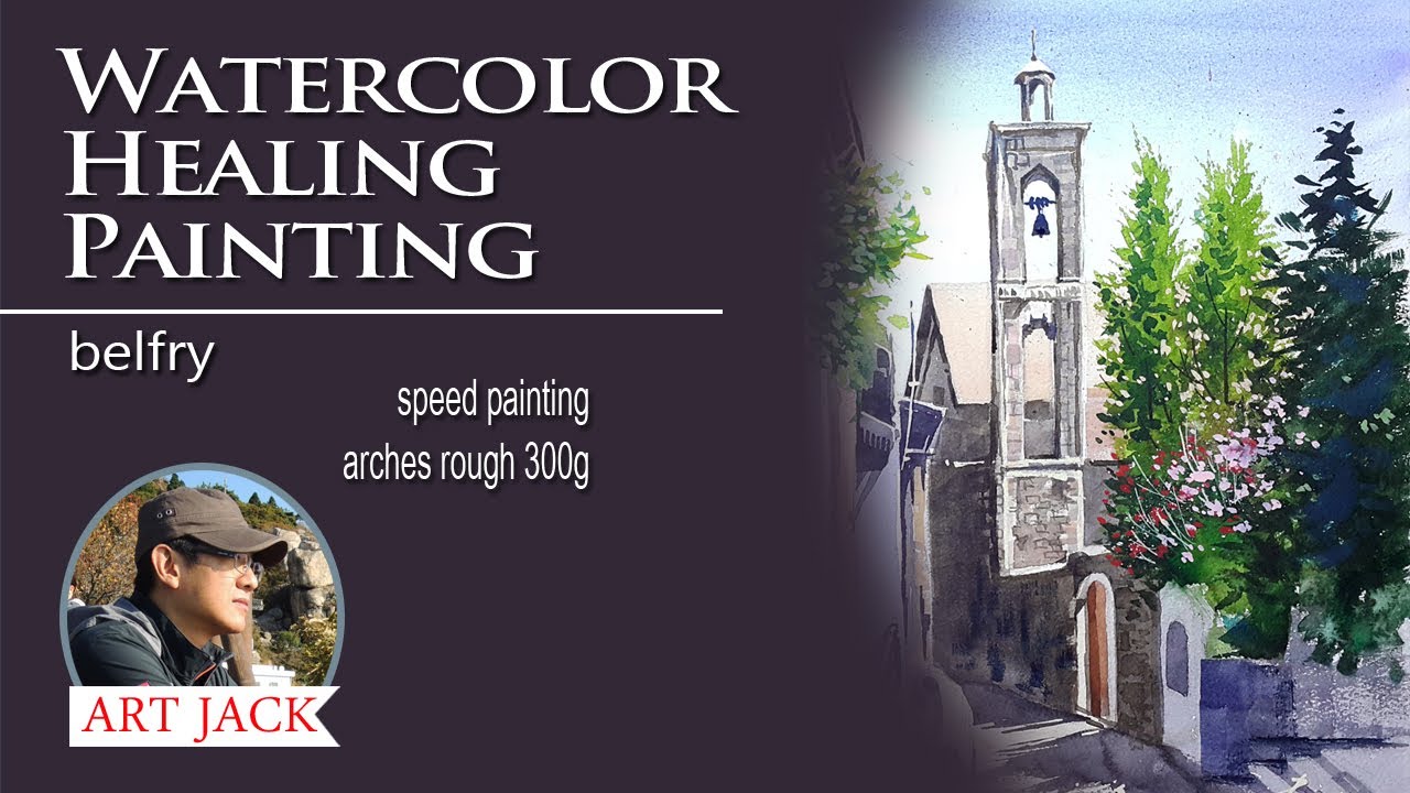 Watercolor Healing Painting / European Landscape Drawing / belfry [ART ...