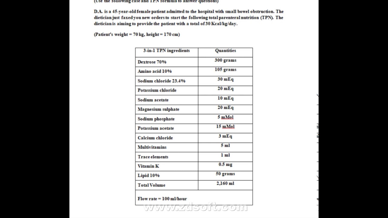 How to solve TPN questions in any exam PART 1( NAPLEX, PEBC, APEC, ETC ...