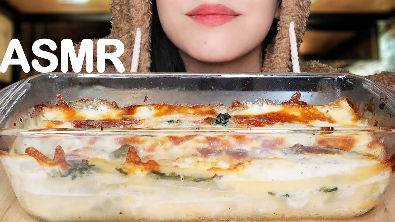ASMR | MUKBANG CREAMY AND CHEESY SPINACH LASAGNA EATING SOUNDS ...