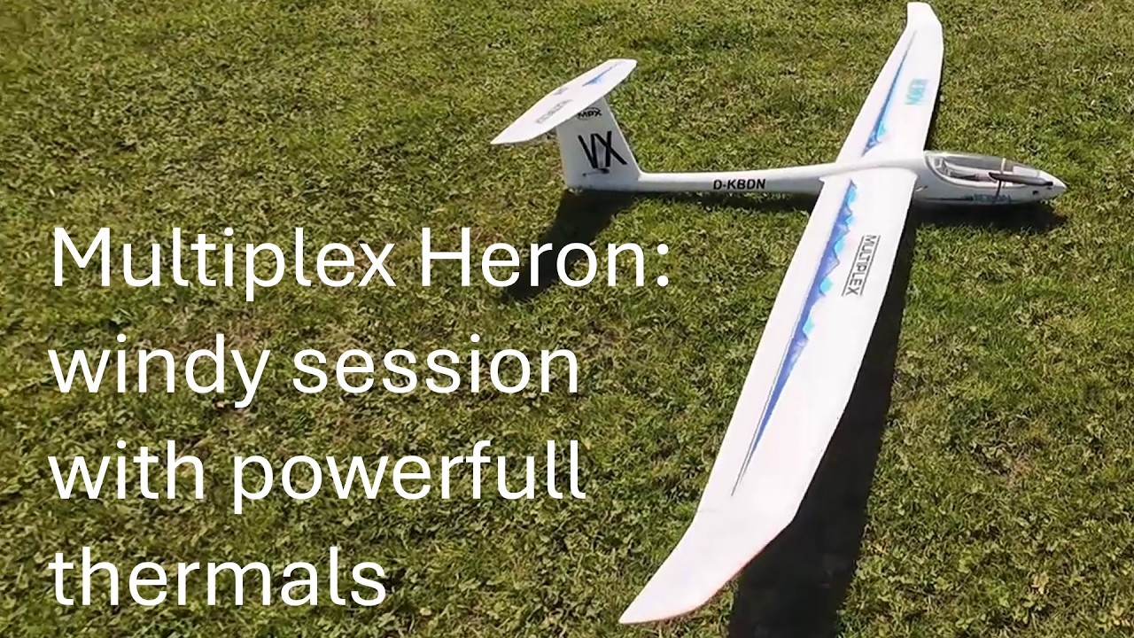 Multiplex Heron RC glider in windy conditions with powerfull themals ...