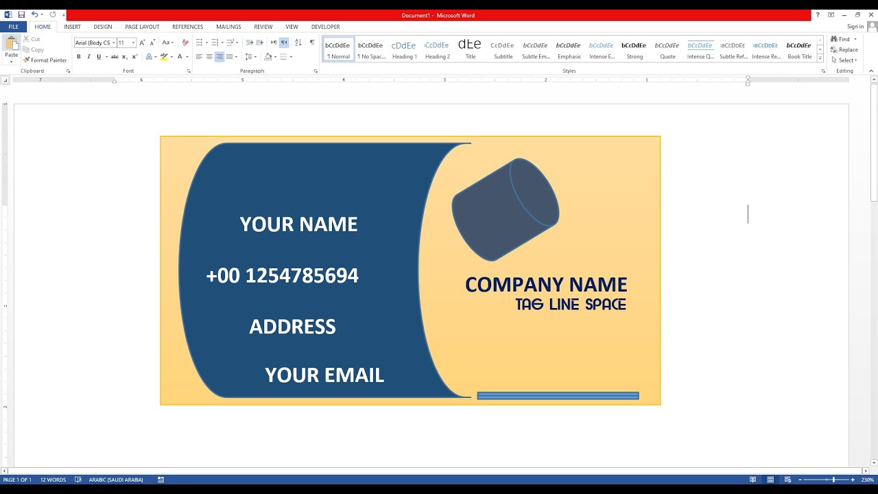 MS Word business card design - YouTube
