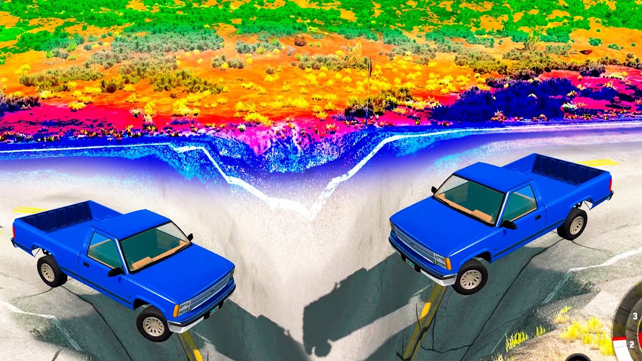 #BeamNG games blue car road holl jump #2 @sb4ggaming - YouTube