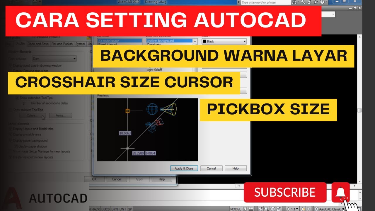 cara setting tampilan warna layar dan crosshair size cursor pada ...