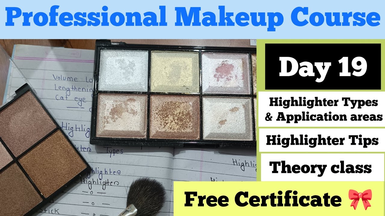 Day 19 Professional Makeup Course Highlighter Types & Application parts ...