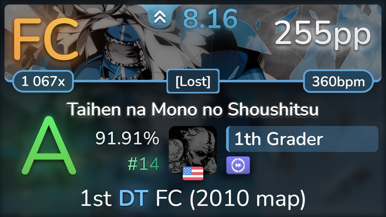 1th Grader | IOSYS - Taihen na Mono no Shoushitsu [Lost] +DT 91.91% FC ...