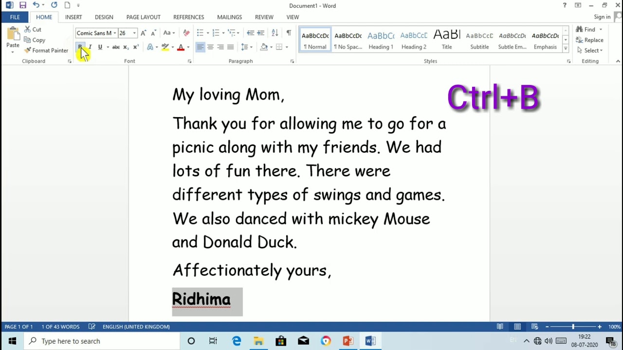 Class 3 Practical on Word 2016 - YouTube