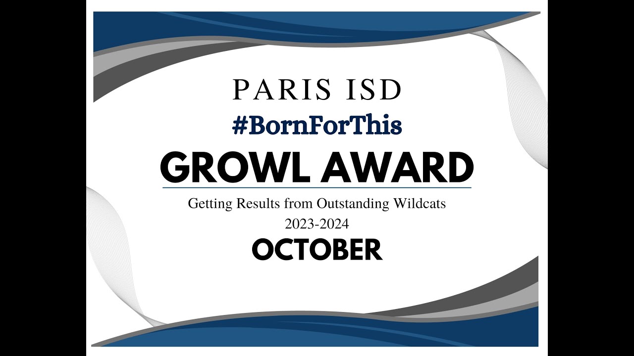 Paris ISD October 2023 GROWL Awards sponsored by Mathews Auto Group ...