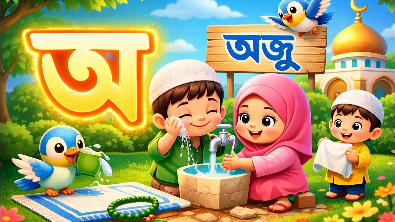 বাংলা স্বরবর্ণ | অ তে অজু | 3D Cartoon Kids Song | Nurani Bangla ...