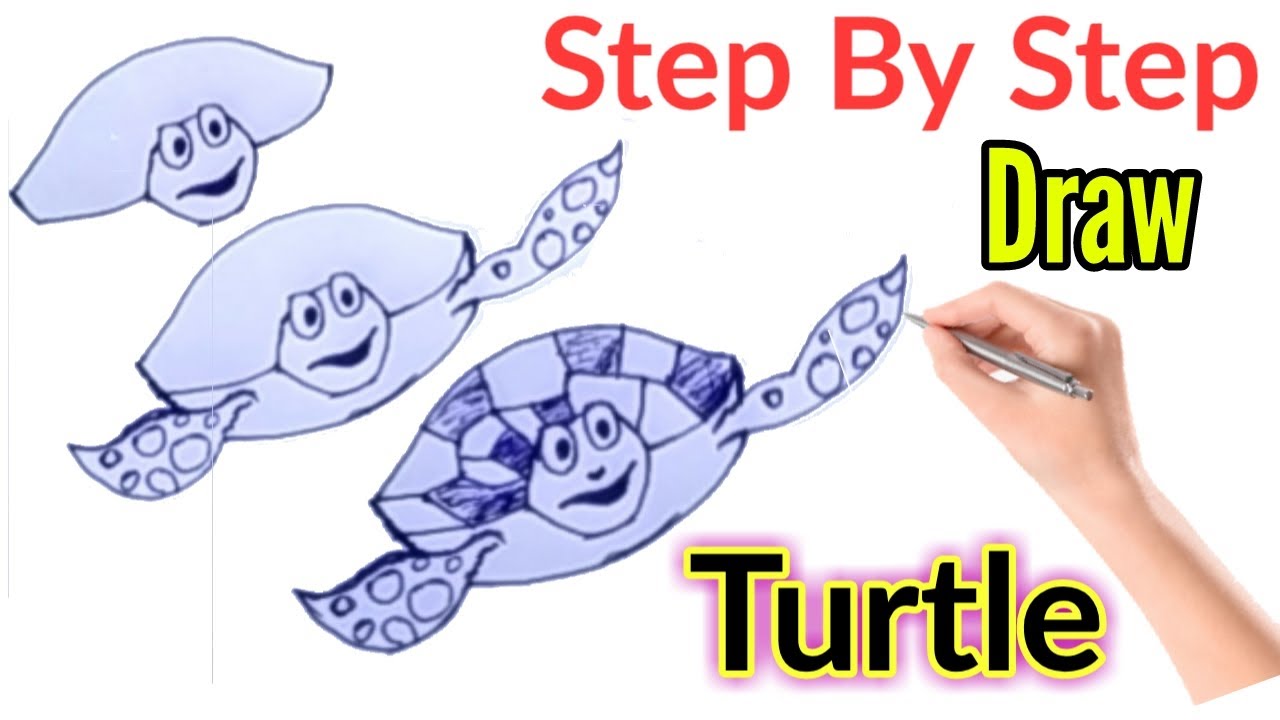 How to draw a realistic turtle step by step easy | kids garden - YouTube
