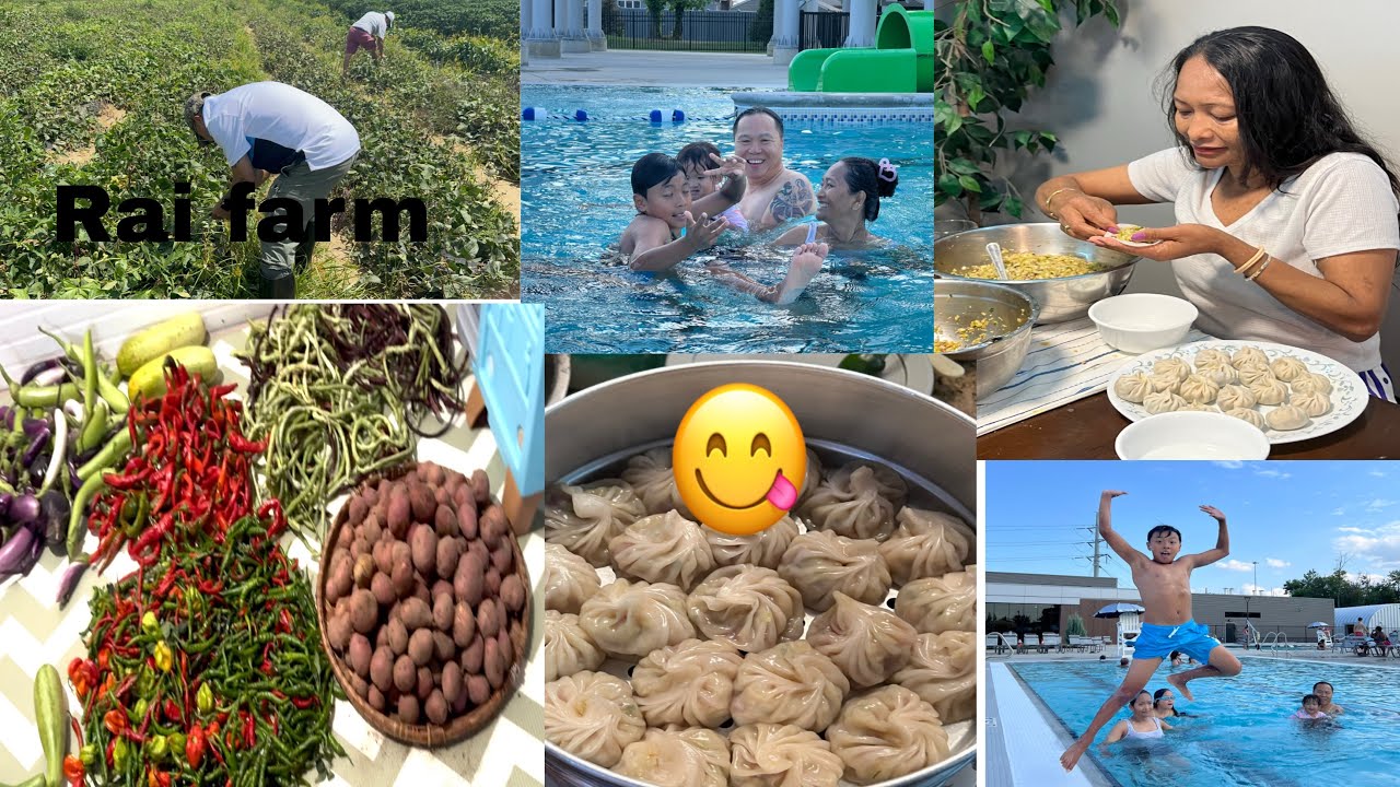 Seasonal tarkari from Rai farm //swimming // Eating yummy 😋 momo too ...