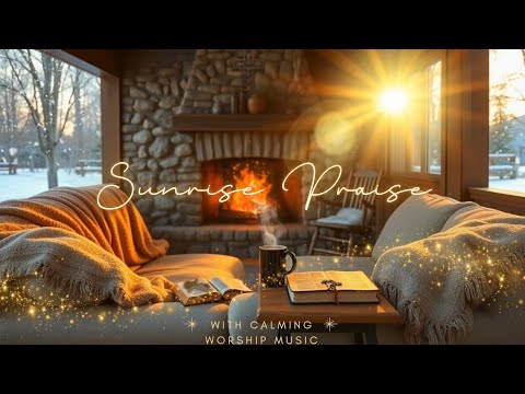1 Hour SUNRISE Bible Study & Worship 🌅 Cozy Fireplace, Golden Sun ...