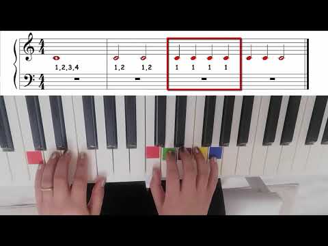 RENKLİ NOTALARLA PİYANO ÖĞRENELİM KİTABI 8 BİRLİK İKİLİK DÖRTLÜK DO