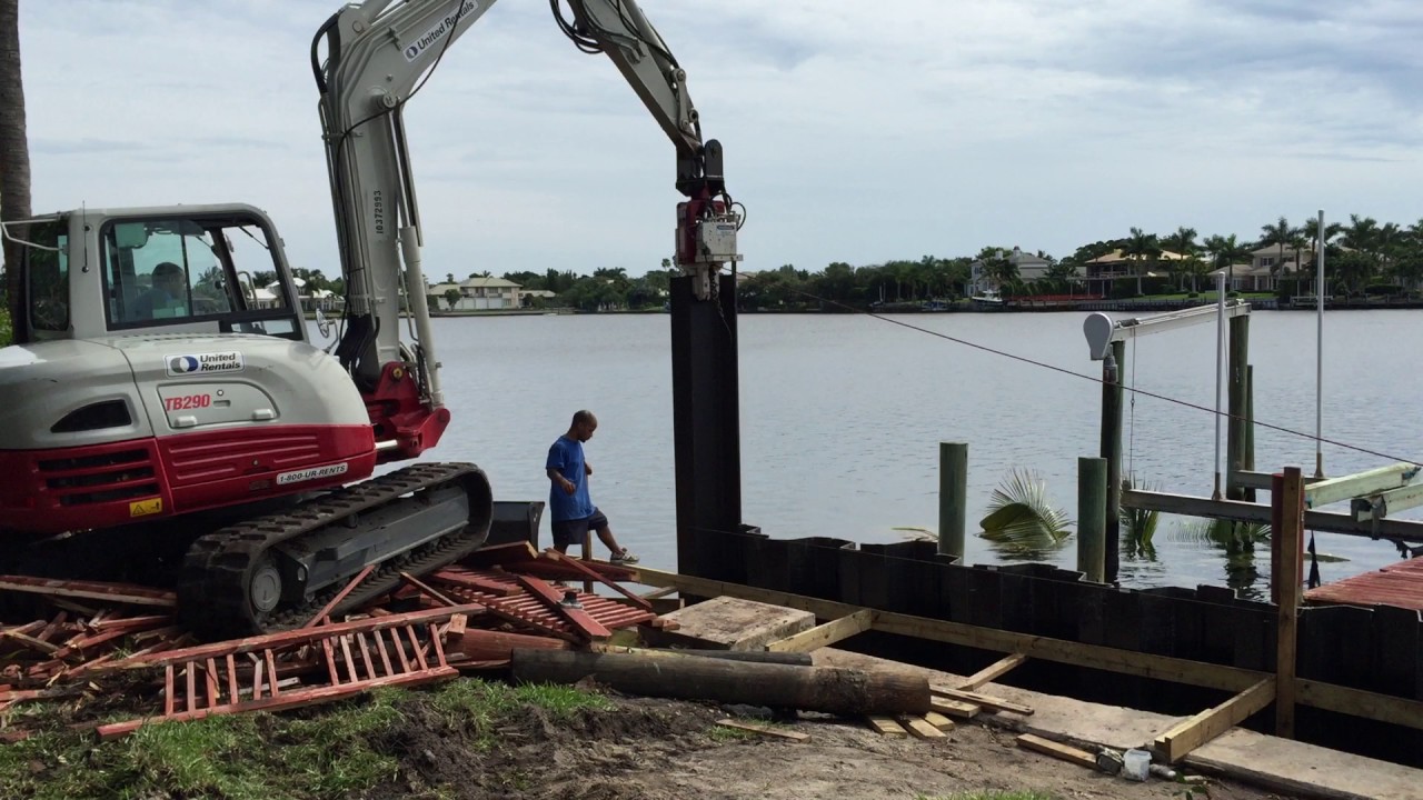 EverComp Sheet Pile driven with Dawson EMV 70 - YouTube