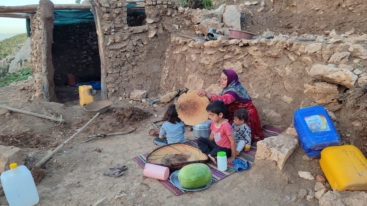 Hard and difficult life of nomads, strengthening the house, plastering ...