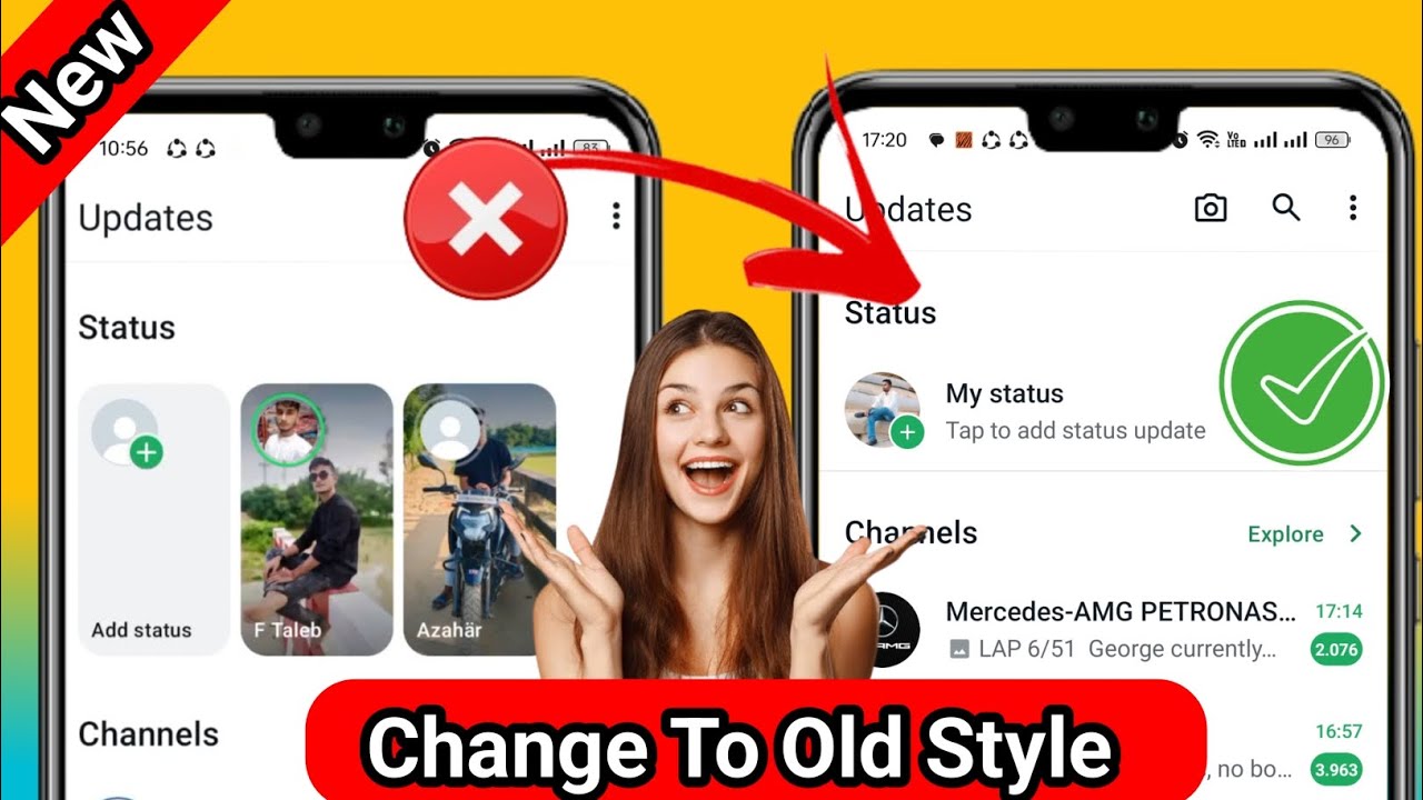 How to change WhatsApp New Status Style back to the Vertical Old Style ...