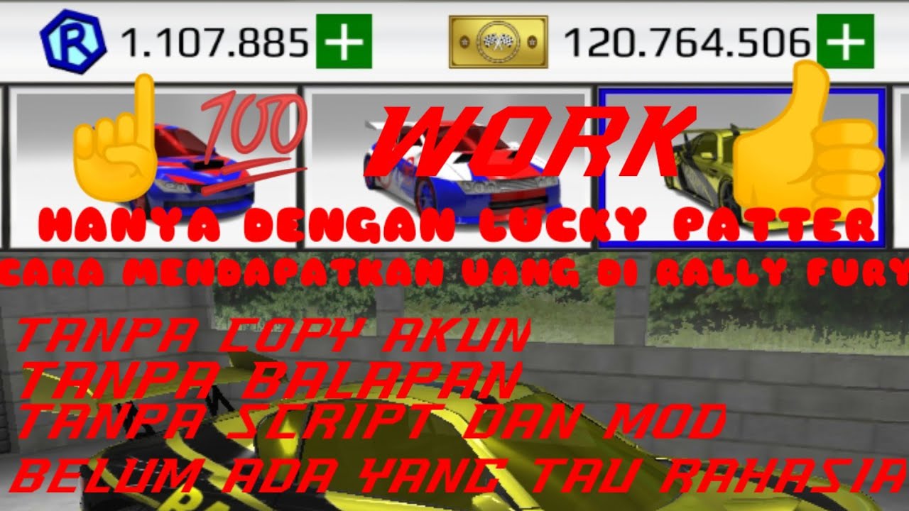 CARA DAPAT UANG DI RALLY FURY DENGAN APK LUCKY PATTER - YouTube