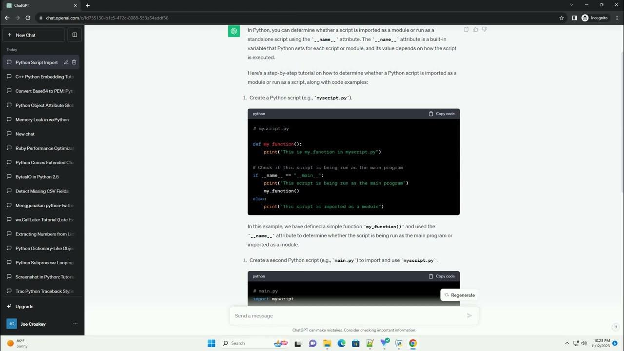 how do I determine whether a python script is imported as module or run as script - YouTube
