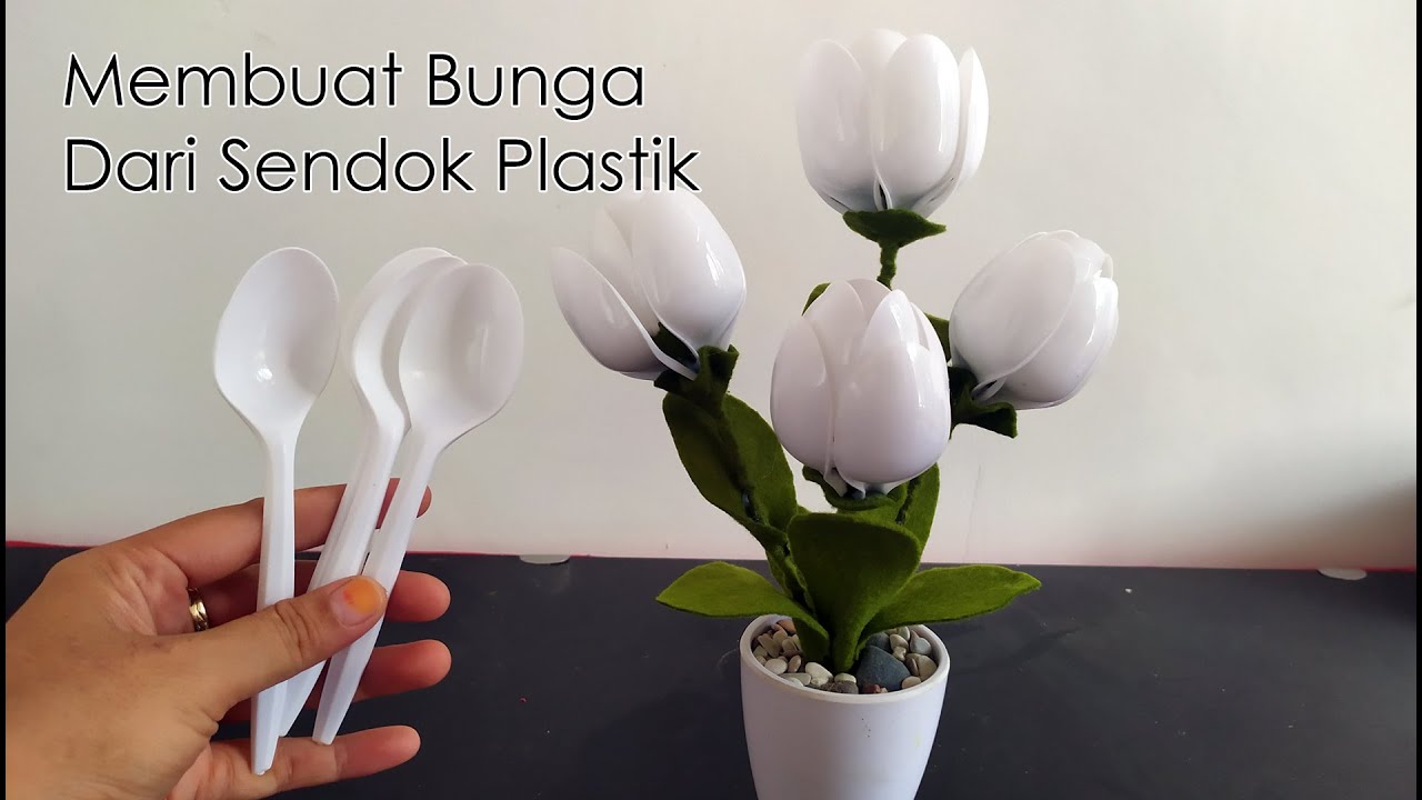 Cara Membuat Kerajinan Bunga Tulip dari Sendok Plastik dan Flanel ...