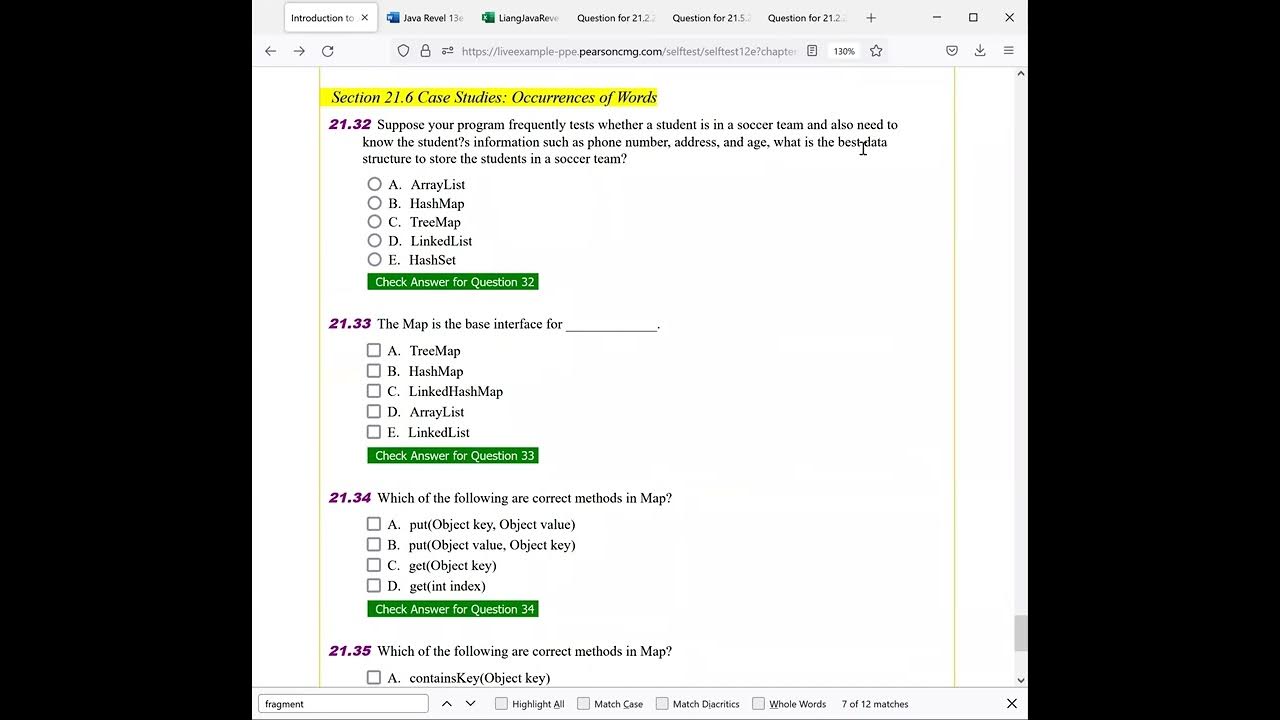 Daniel Liang Java Chapter 21 Multiple Choice Question Part 2 - YouTube