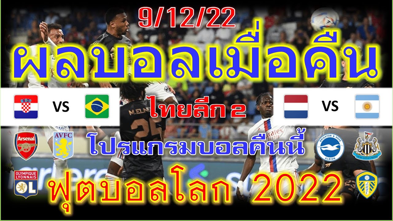 ผลบอลเมื่อคืน-โปรแกรมบอลคืนนี้/ฟุตบอลโลก 2022 รอบ 8 ทีมสุดท้าย/ไทยลีก ...